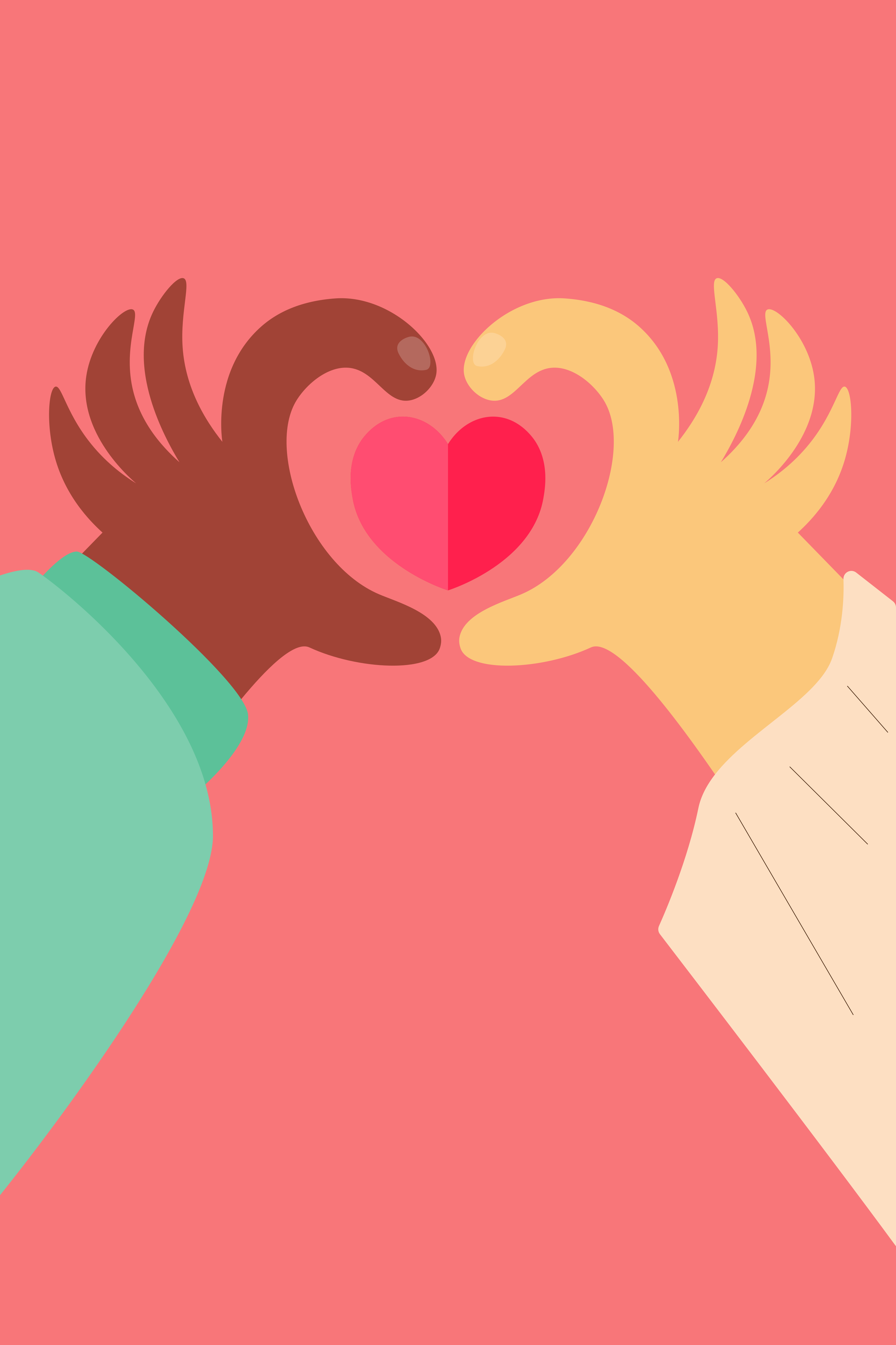 Two hands touching each other with a heart in the middle vector – Free ...