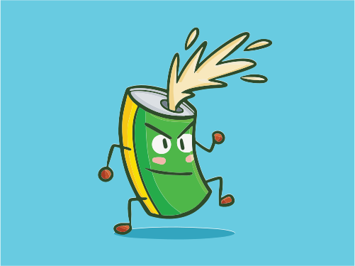 A cartoon green can with a funny face vector – Free Cartoon Image on ...