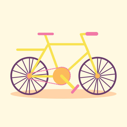 A yellow bicycle with pink spokes on a white background vector – Free ...