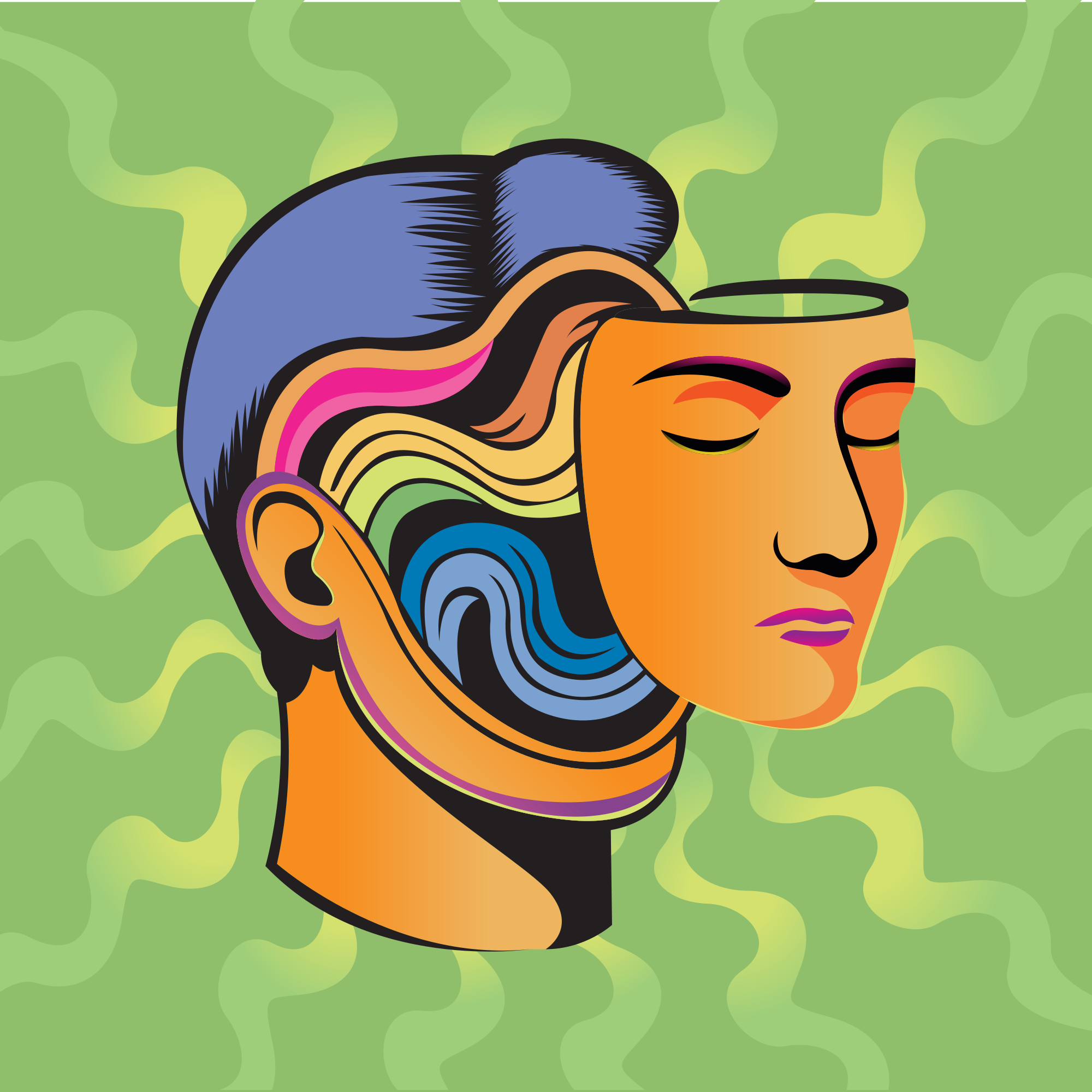 Una cabeza de mujer con un patrón multicolor vector – Imagen gratuita ...