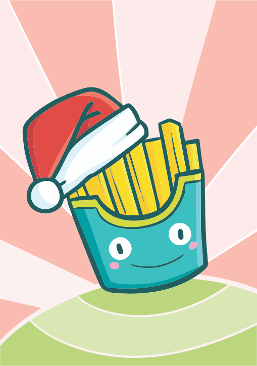 A picture of a french fries with a santa hat on vector – Free Christmas ...