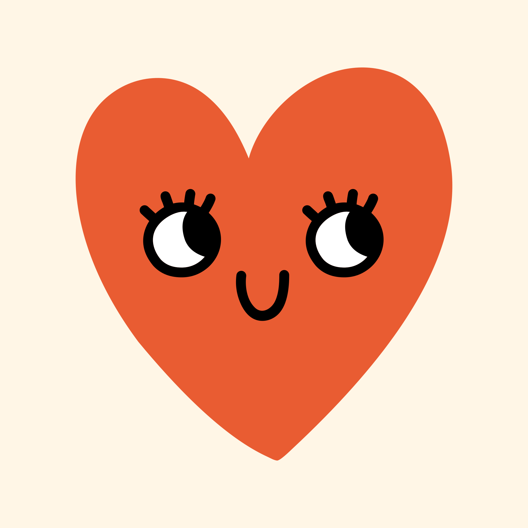 Un lindo corazón de dibujos animados con una cara sonriente. vector ...