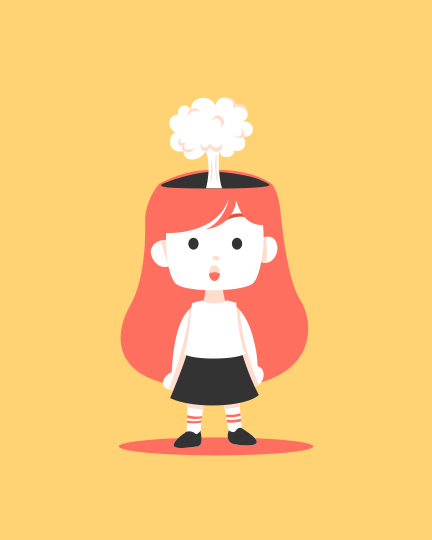 A cartoon girl with her brain exploding. vector – Free Woman Image on ...