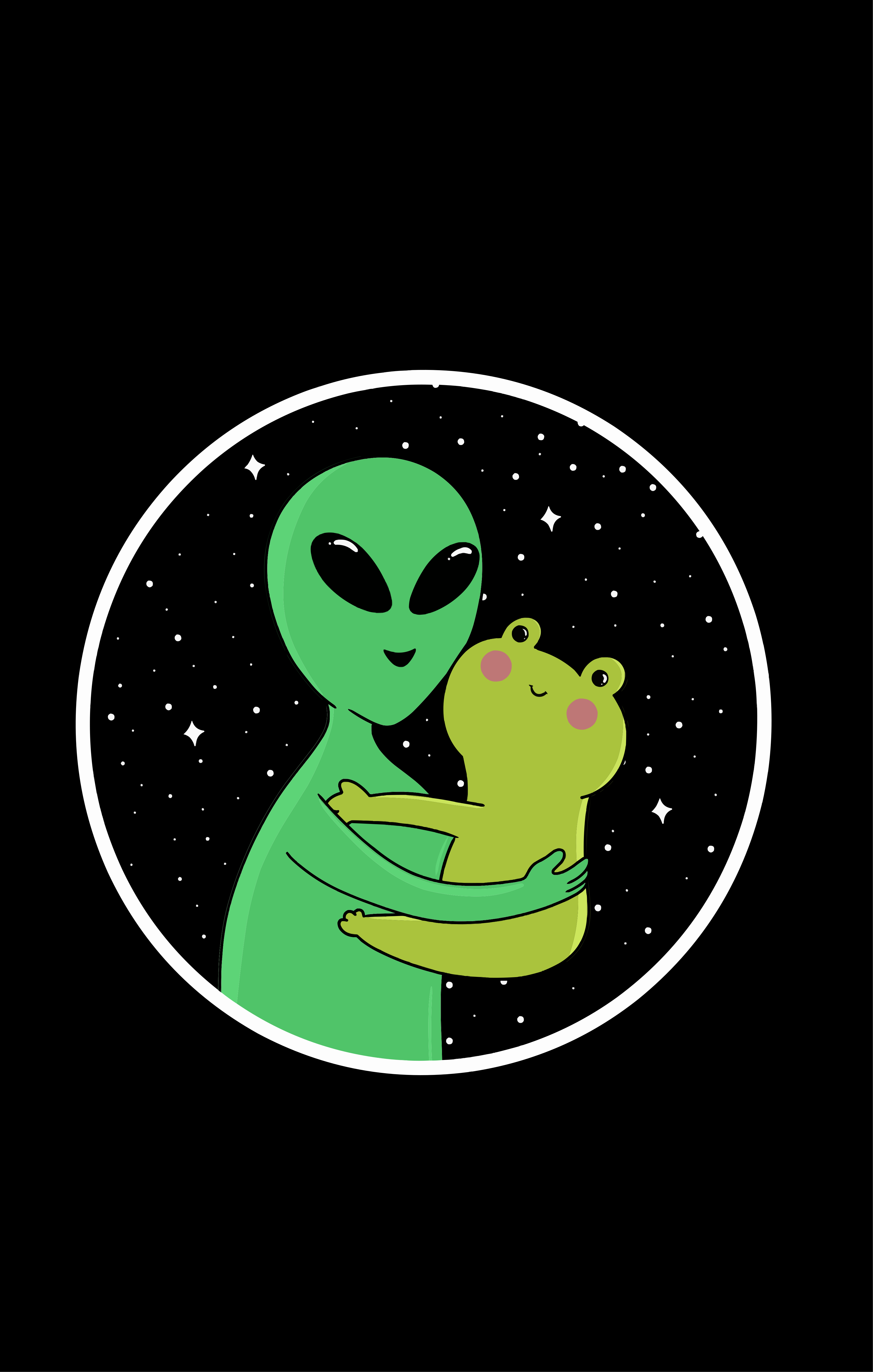 Alien happily hugs a cute frog friend. vector – Free Image on Unsplash