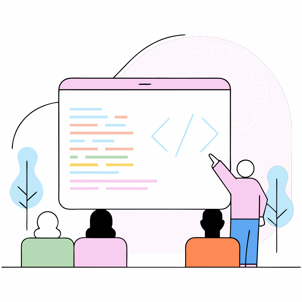 A coding presentation is being given to students. vector – Free ...