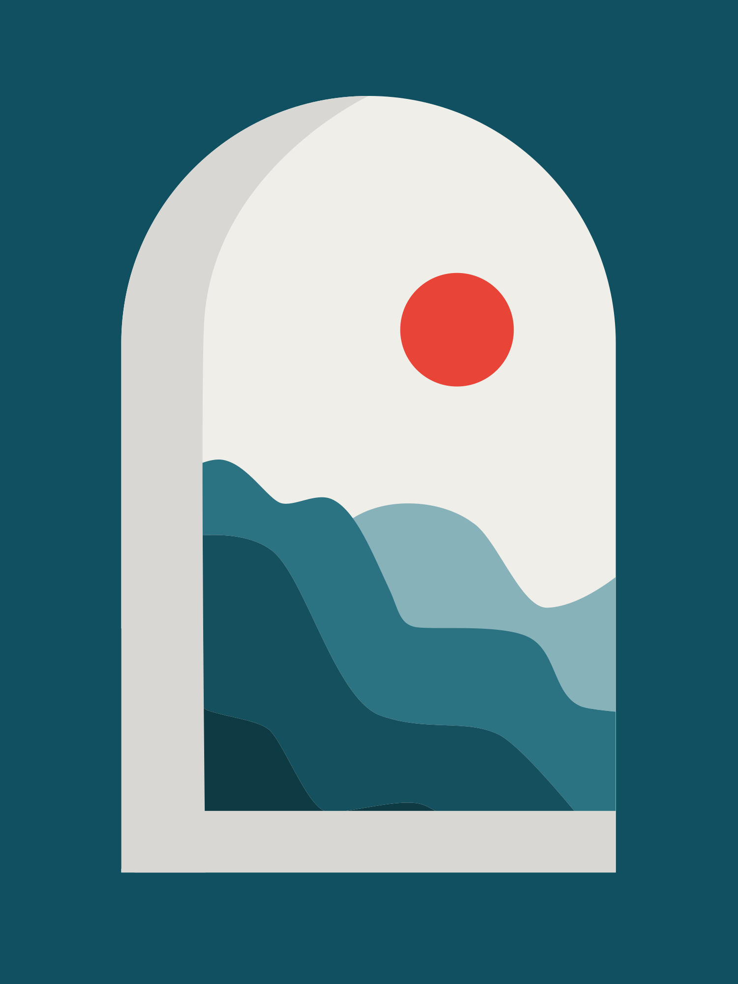 A stylized landscape is framed in an arch. vector – Free Sunset Image ...