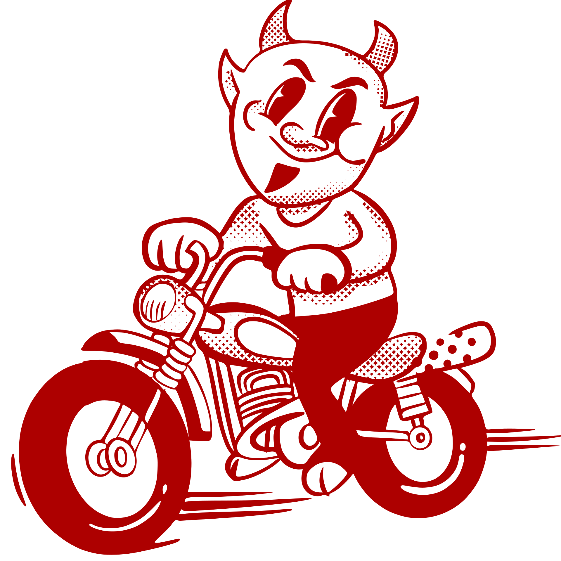 Devil rides a motorcycle with joyful expression. vector – Free Vintage ...