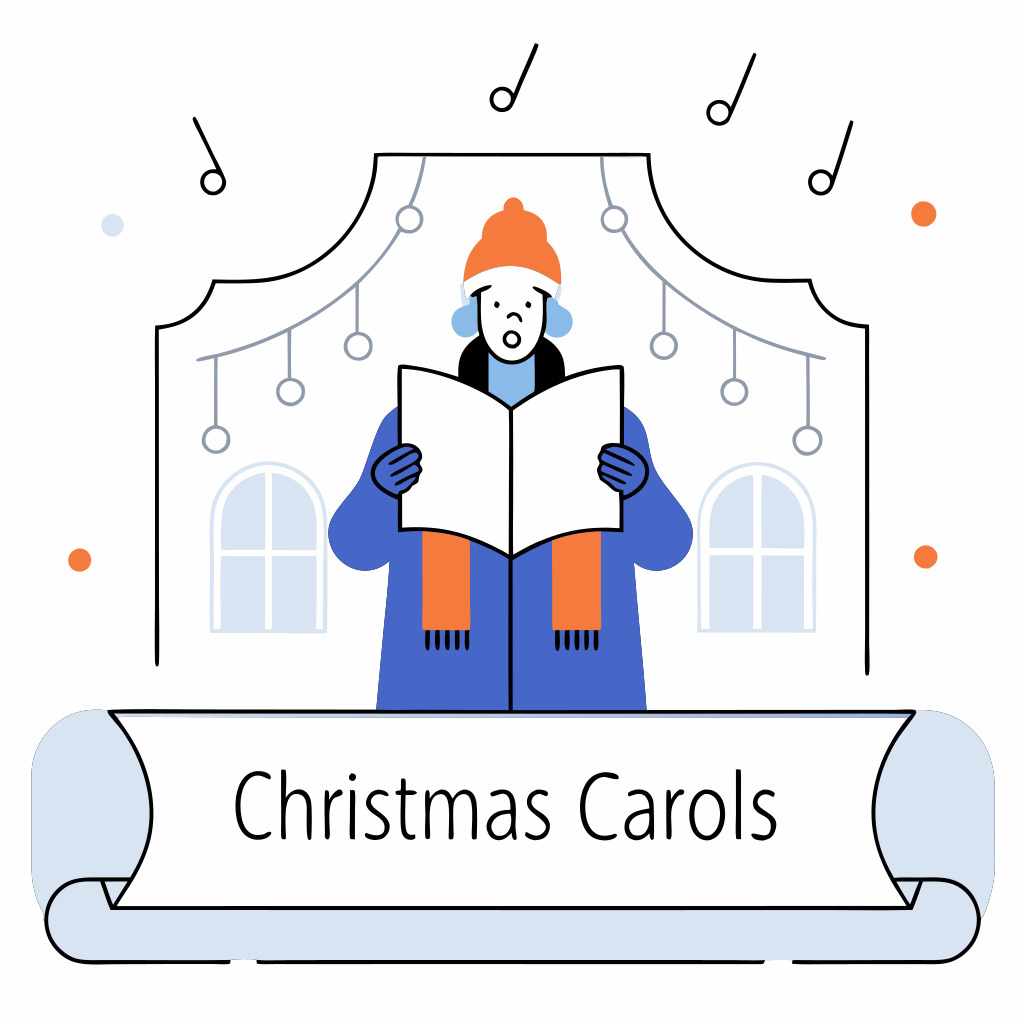 Person singing christmas carols in winter. vector – Free Christmas ...