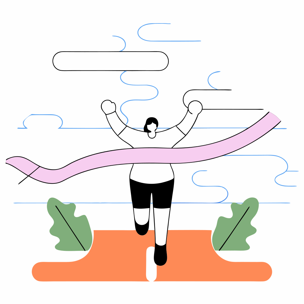 Runner crosses the finish line with arms raised. vector – Free Fitness ...