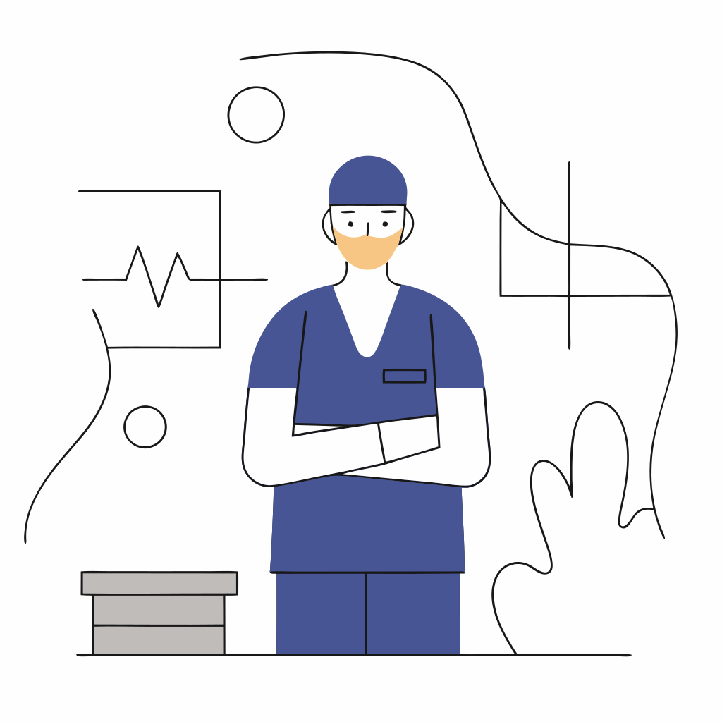 Un profesional médico seguro de sí mismo listo para el deber. vector ...