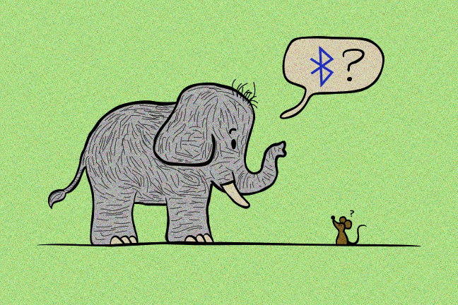 The elephant is trying to connect bluetooth with the mouse. vector ...