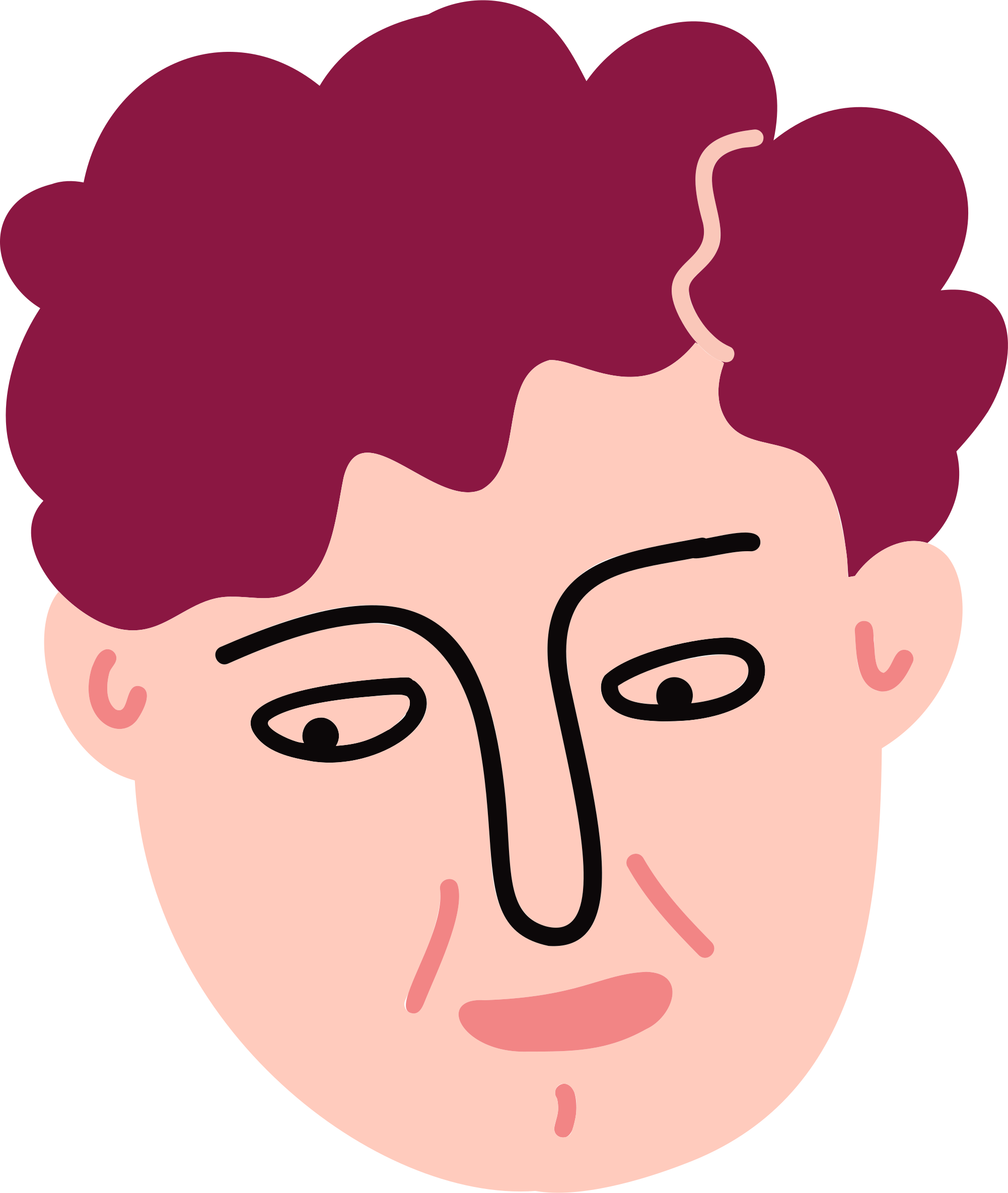 A cartoon face with maroon hair. vector – Free Woman Image on Unsplash