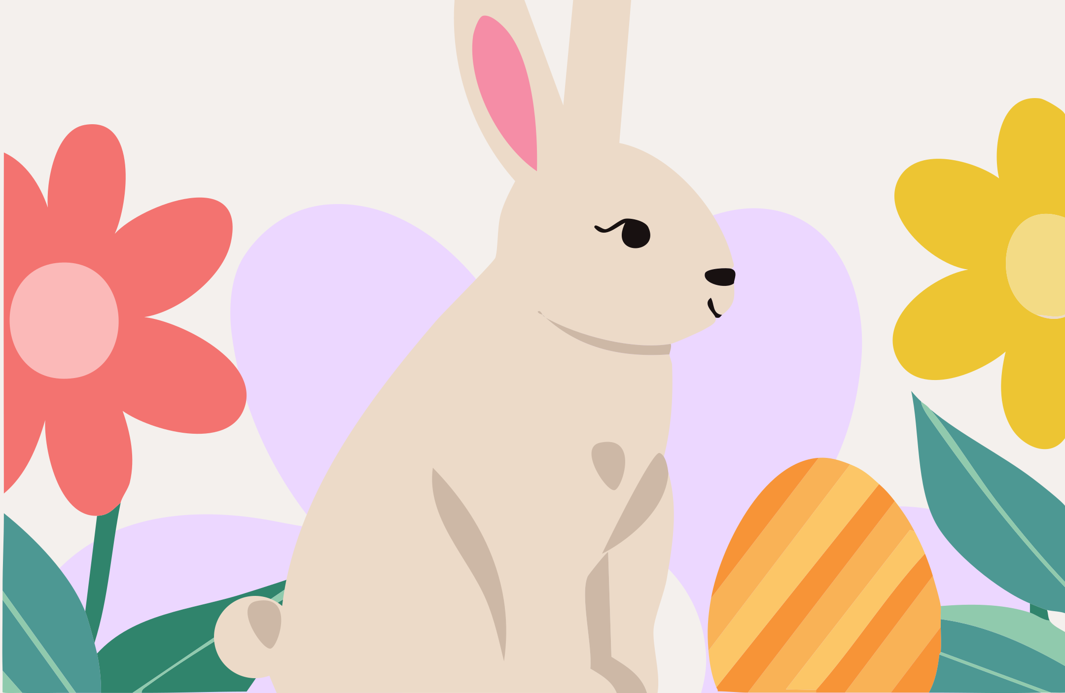 A cute easter bunny with colorful flowers. vector – Free Flowers Image ...
