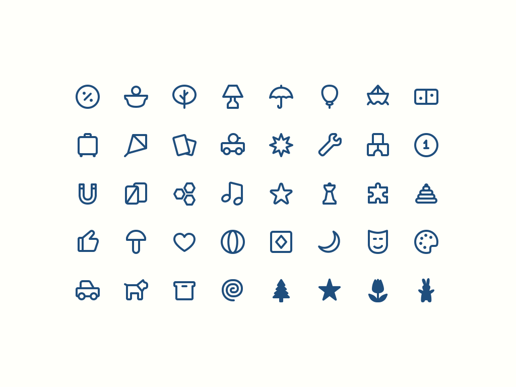 Simple icons of various objects are displayed. vector – Free Toys Image ...