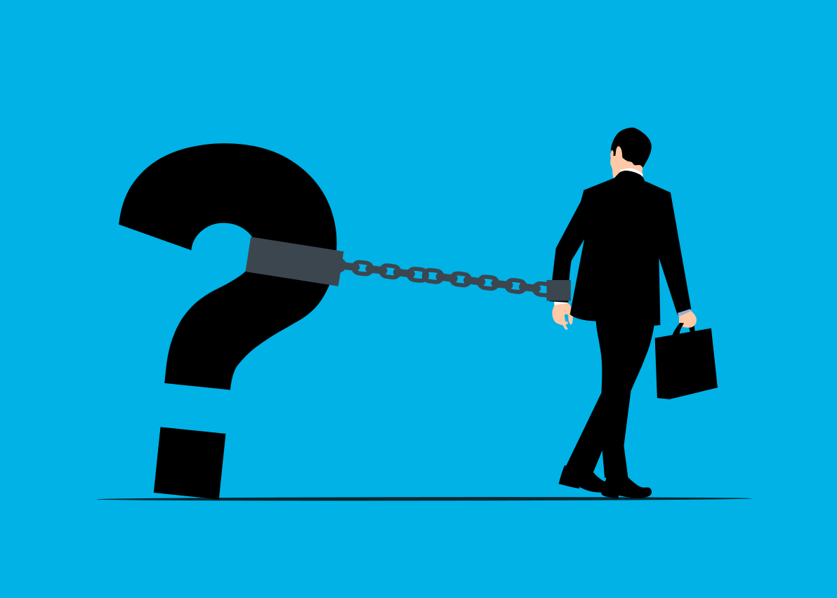 Man is weighed down by difficult questions. vector – Free Business ...