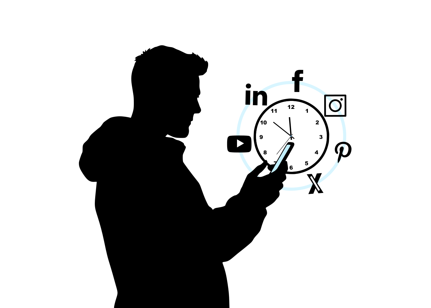 Social media consumes time, as the clock face shows. vector – Free ...