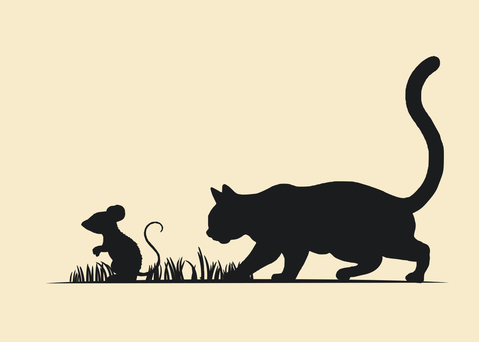 Un gato acecha a un ratón en la hierba. vector – Imagen de Gato ...