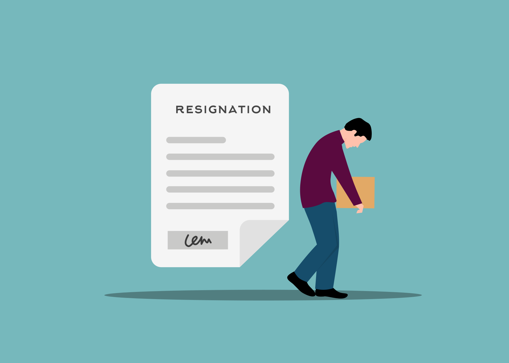 Employee leaves after signing their resignation letter. vector – Free ...