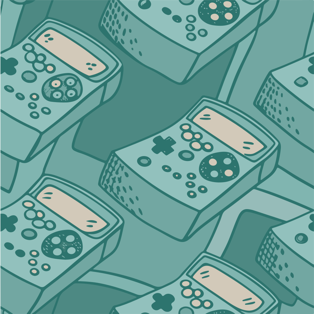Handheld game consoles make a retro-themed pattern. vector – Free ...