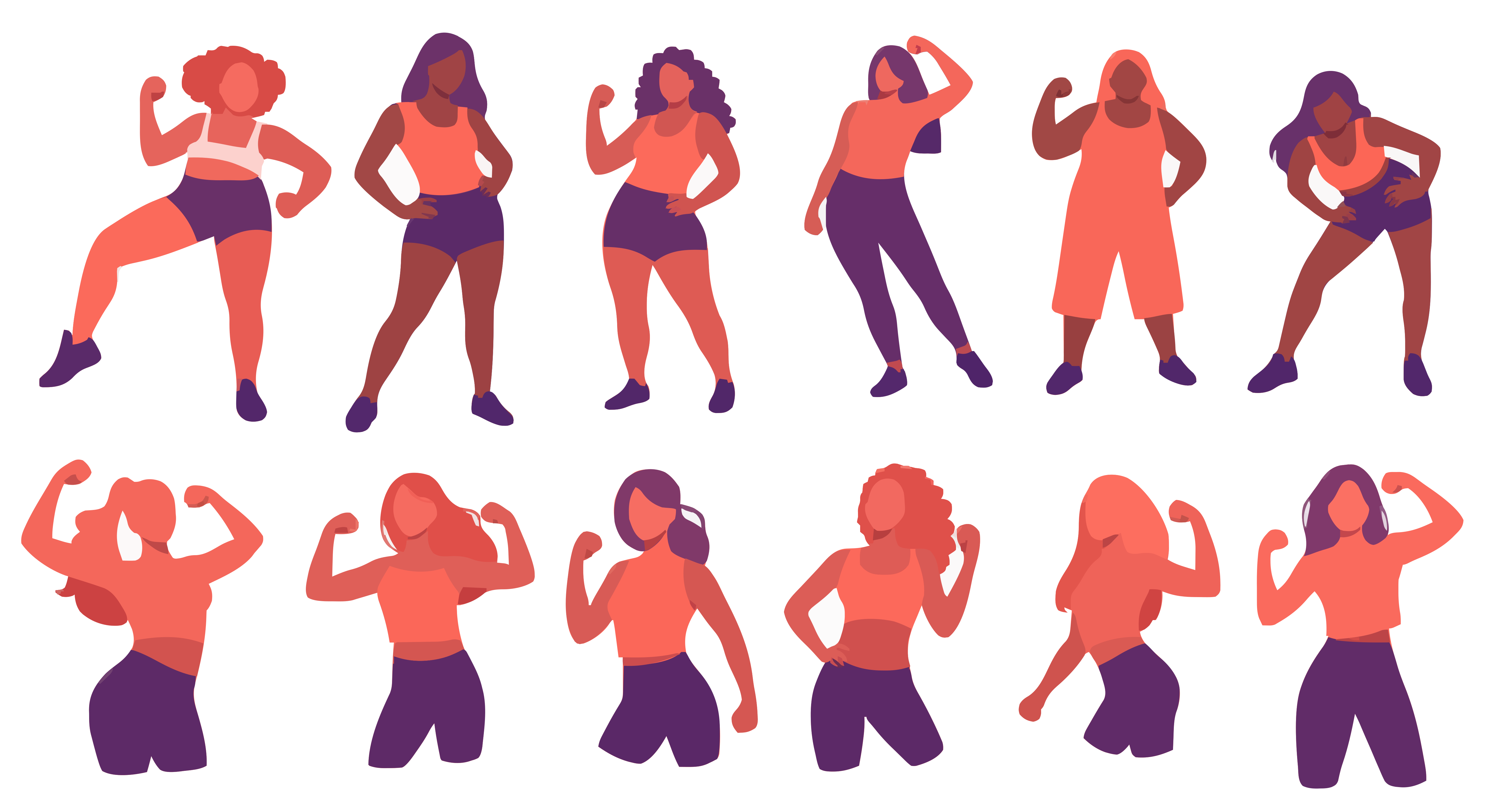 Women are shown exercising and dancing in various poses. vector – Free ...