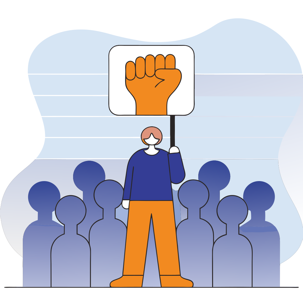 Una persona protesta con el puño en alto. vector – Imagen de Calle ...