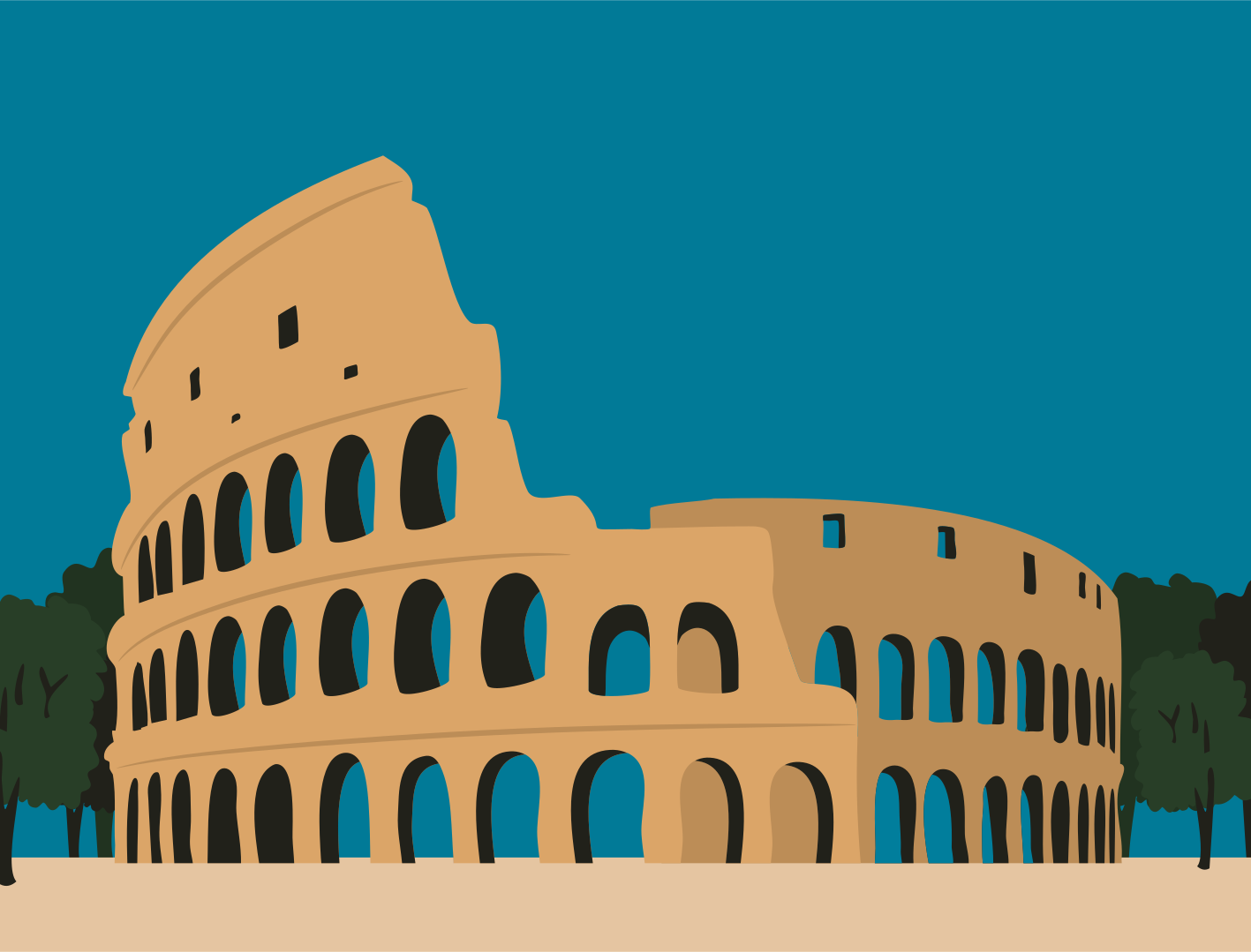 The colosseum is depicted in a minimalist style. vector – Free Image on ...