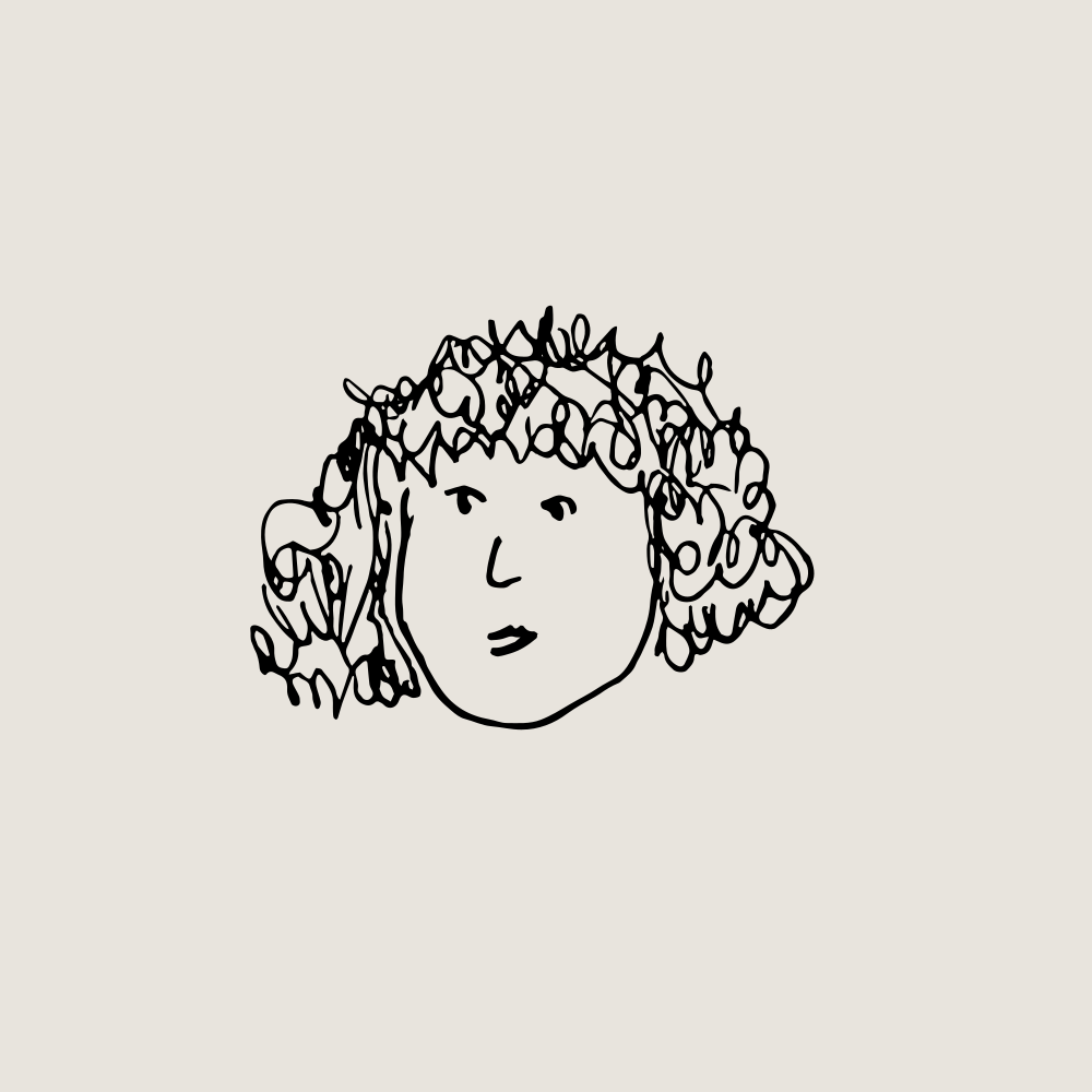 A simple line drawing of a curly-haired face. vector – Free Woman Image ...