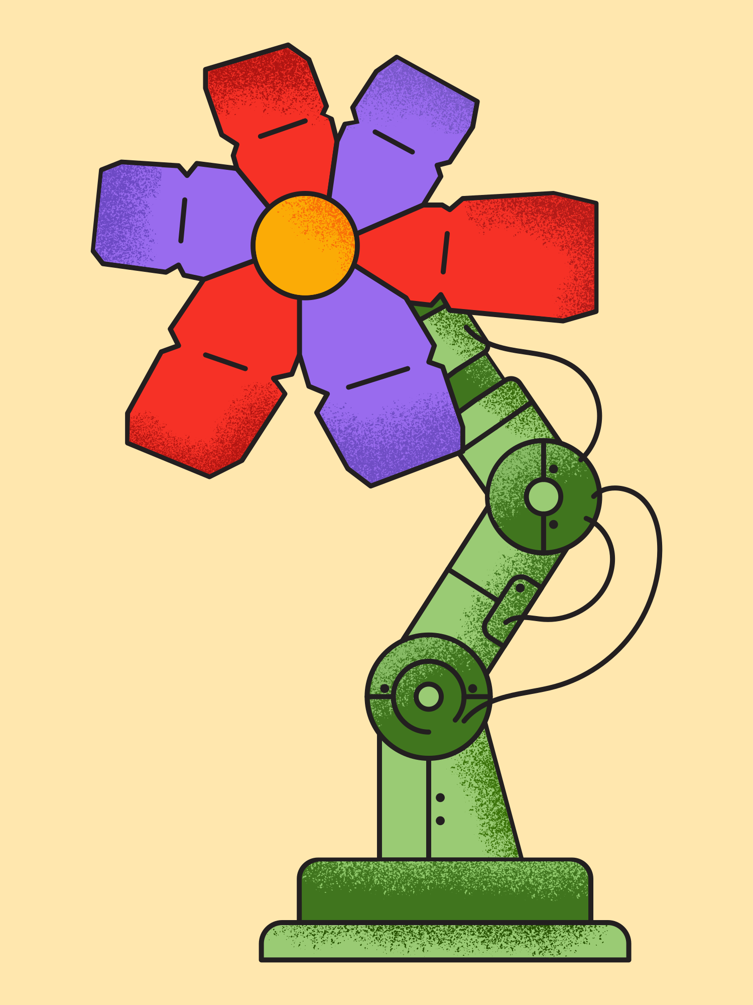 A robot flower blooms in a unique way. vector – Free Abstract Image on ...