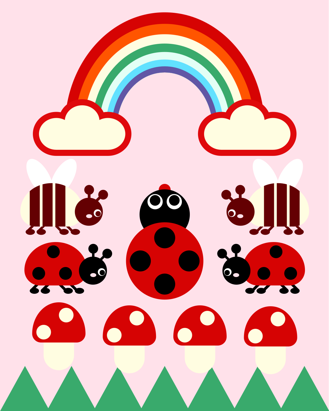 Ladybugs, bees, and rainbows create a cheerful scene. vector – Free Spring Image on Unsplash