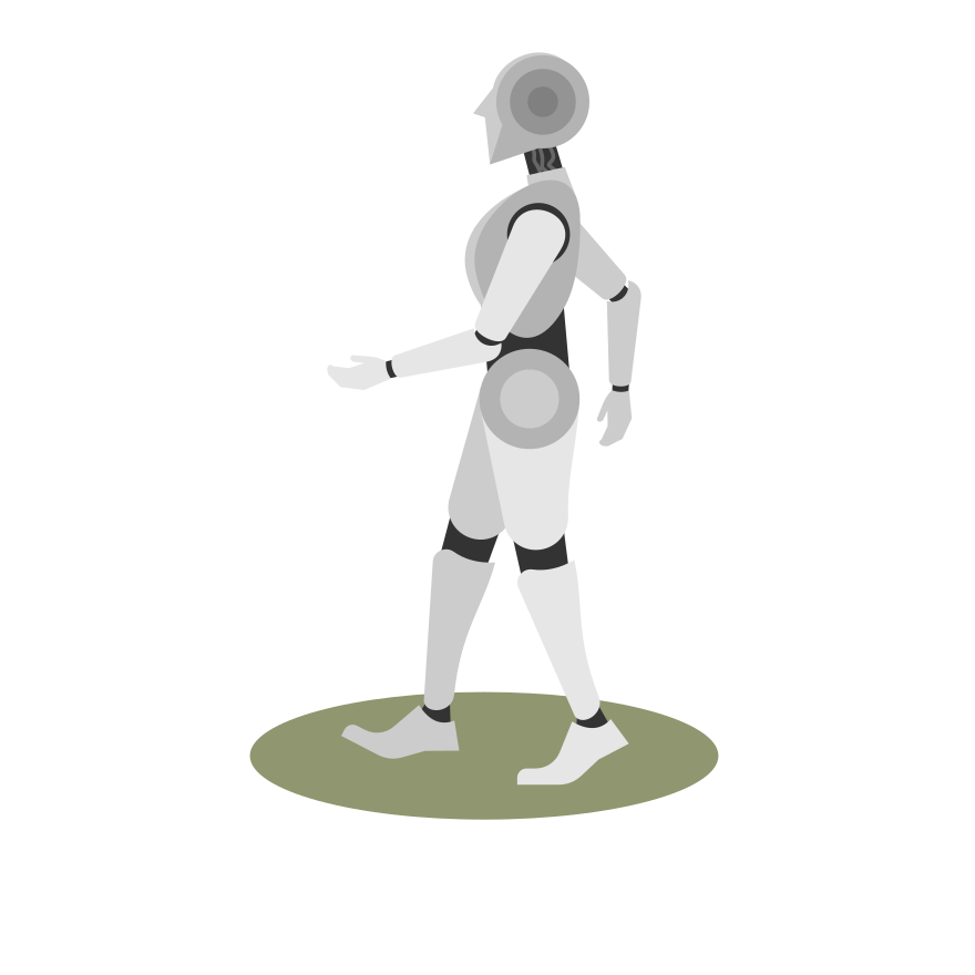 An animated robot walks forward on green ground. vector – Free ...