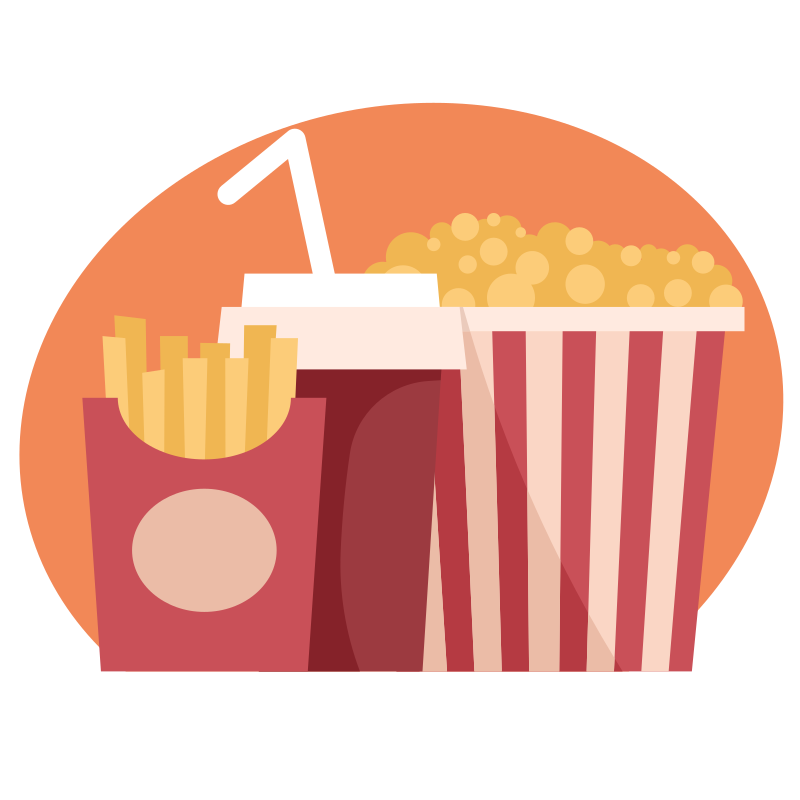 Popcorn, soda, and fries: movie night essentials! vector – Free Food ...