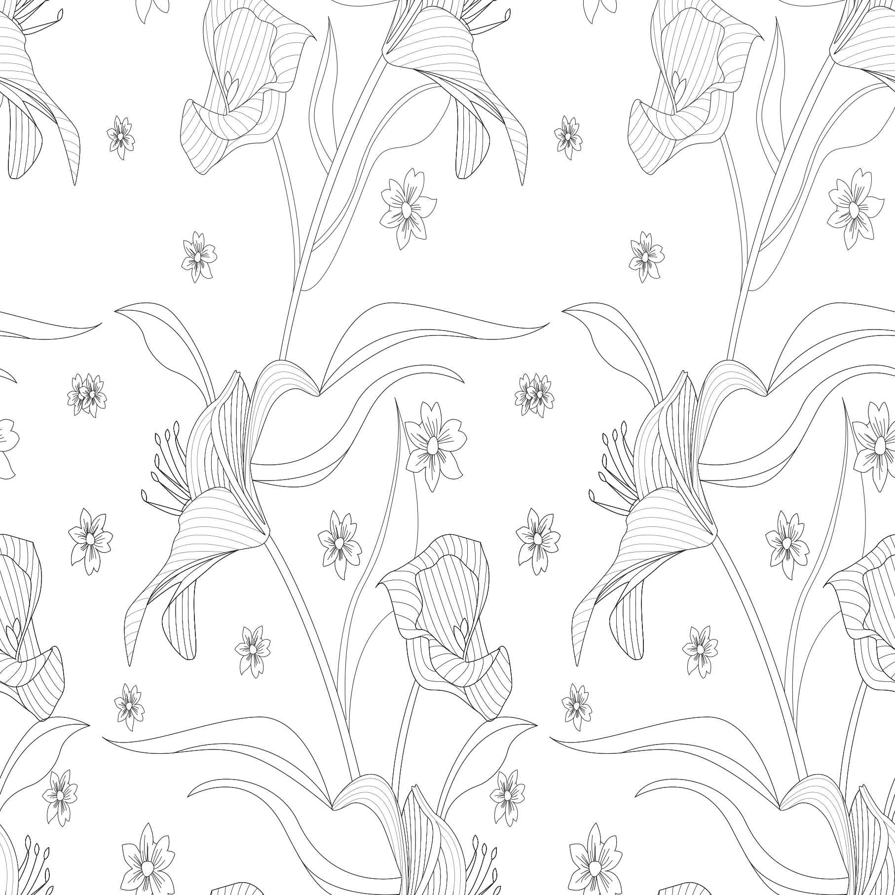A repeating floral pattern in black and white. vector – Free Wallpaper ...
