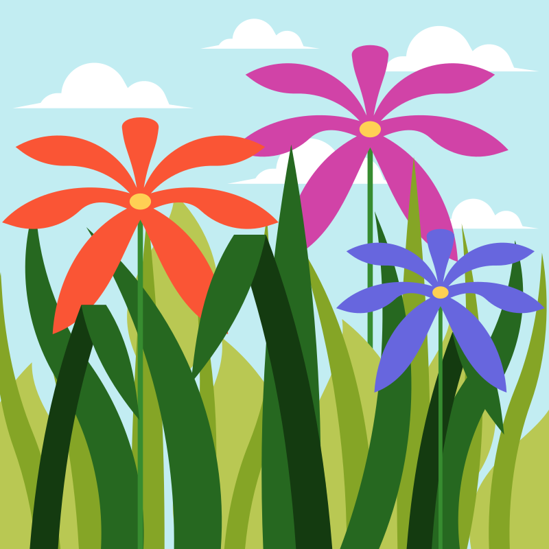 Flowers of different colors bloom in a field. vector – Free Image on ...