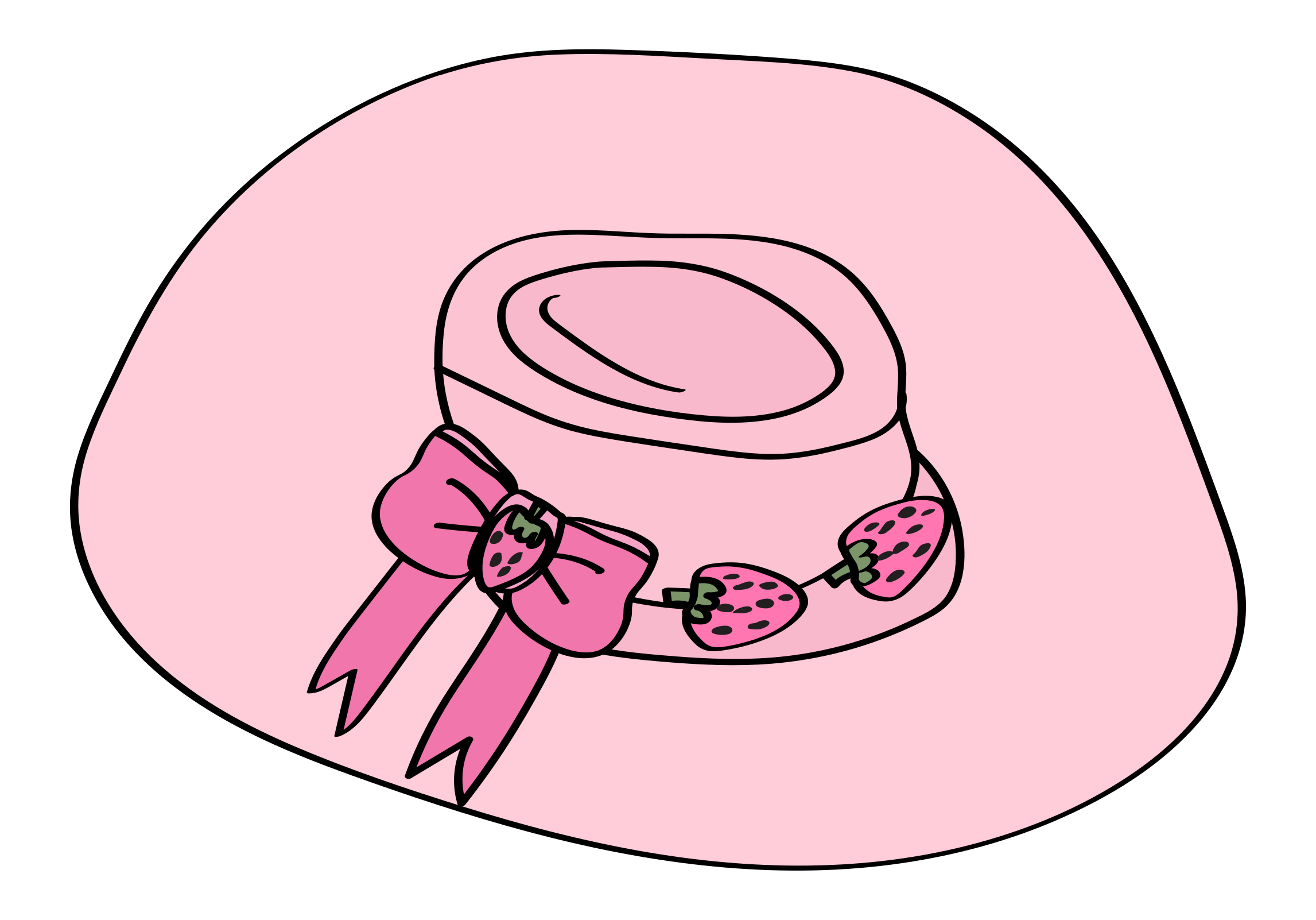 Un sombrero rosa adornado con fresas y un lazo. vector – Imagen de ...