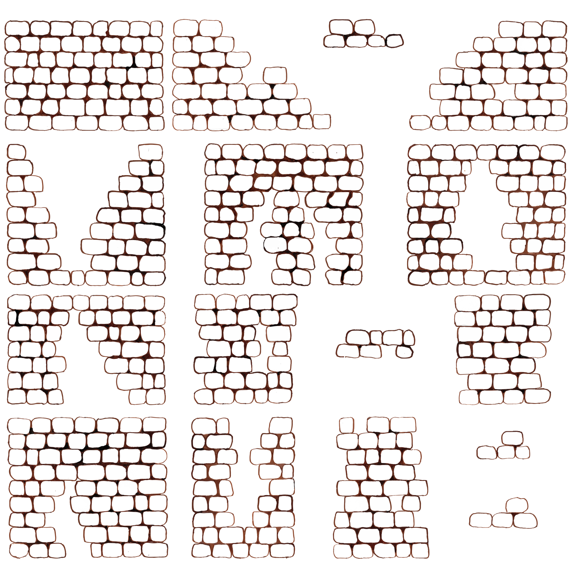 Vektor Ilustrasi bagian dinding bata yang berbeda. – Gambar Wallpaper ...