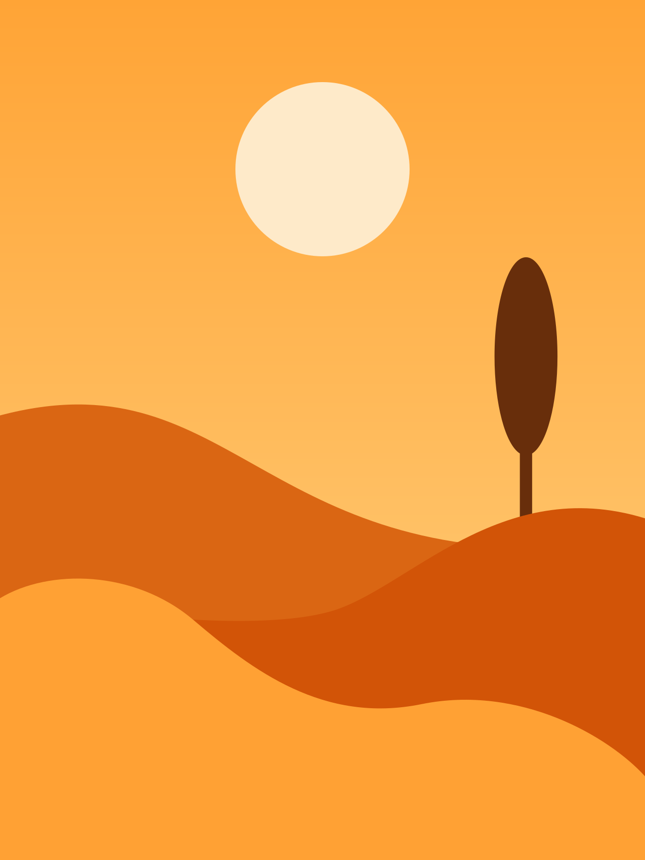 Sunset over a desert landscape with one tree. vector – Free Abstract ...