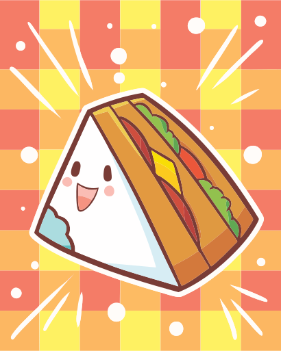 A smiling sandwich with vegetables and cheese. vector – Free Cartoon ...