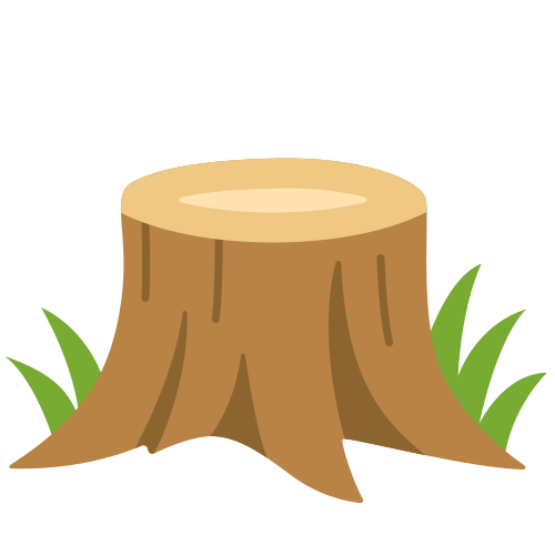 Vektor Sebuah tunggul pohon berdiri di rerumputan. – Gambar Hutan ...