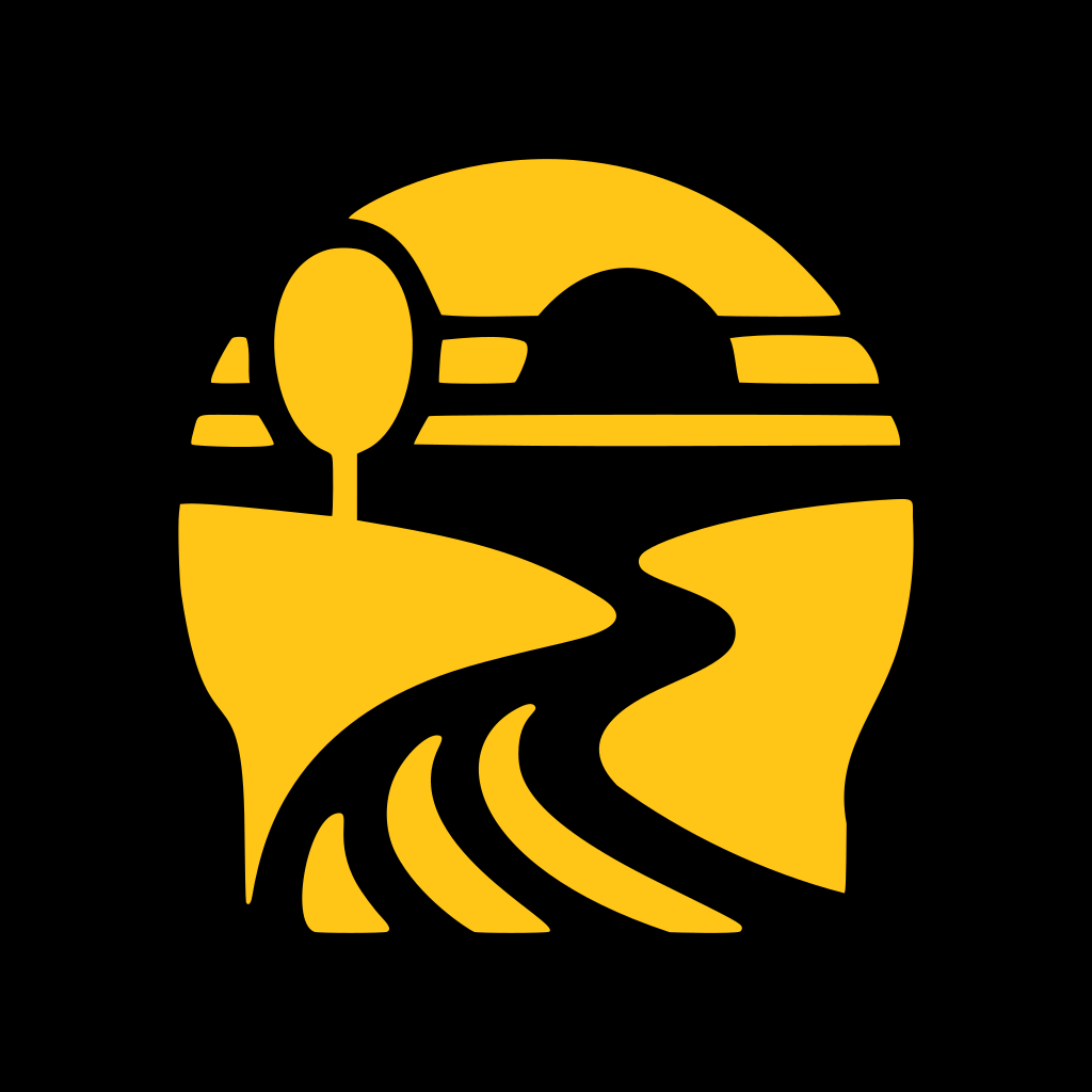 A yellow landscape with a road and tree. vector – Free Art Image on ...