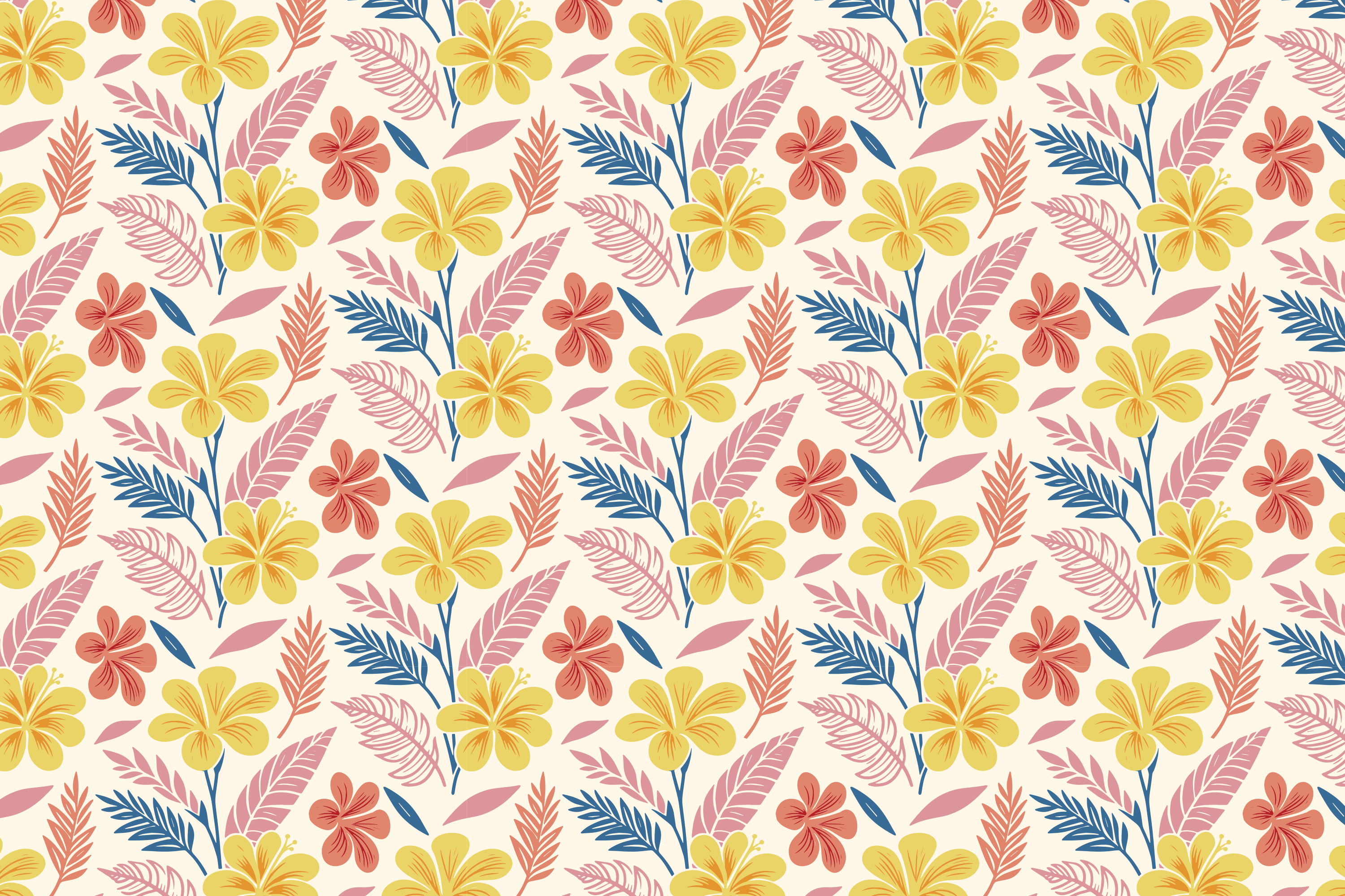 Floral pattern with various colorful flowers and leaves. vector – Free ...
