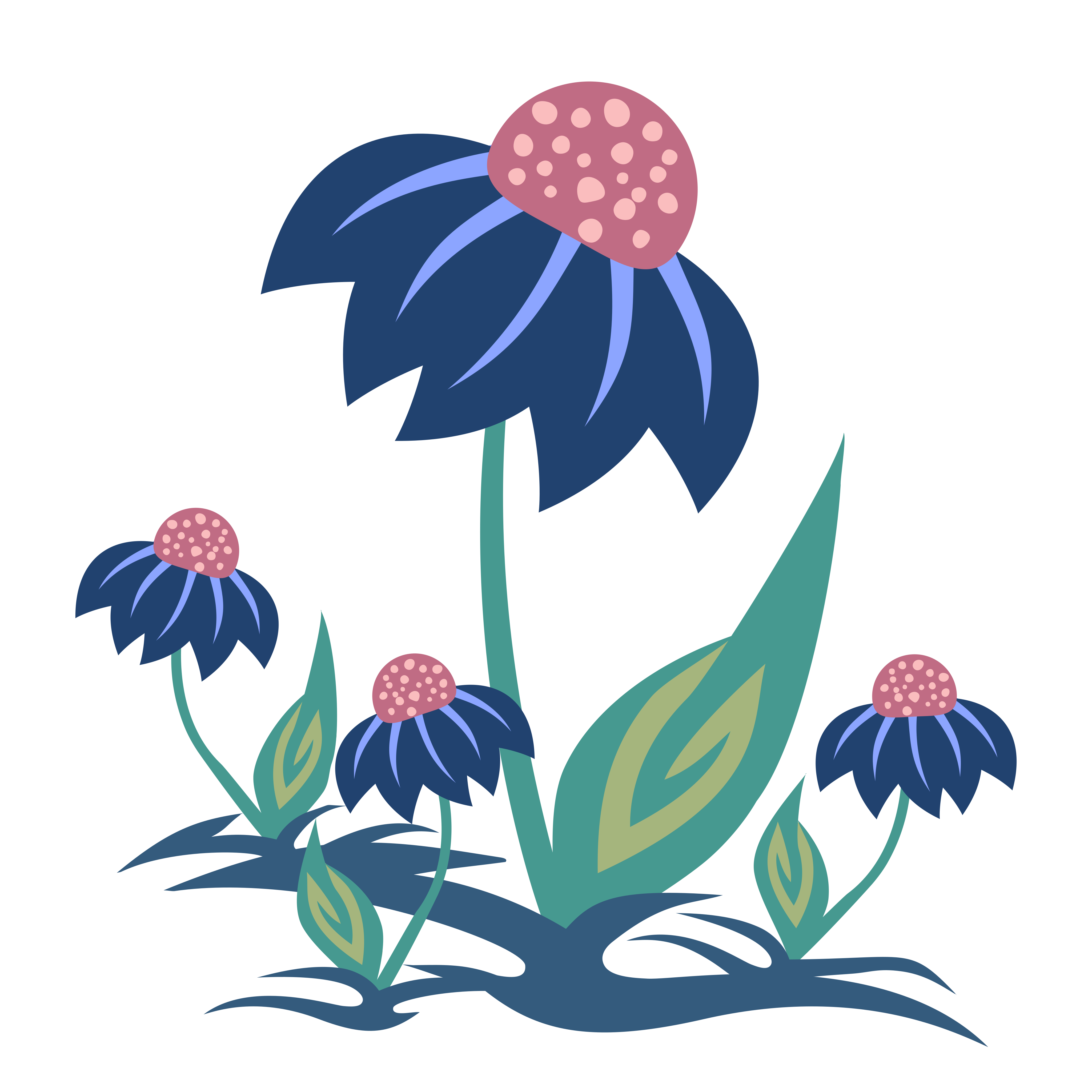 Vektor Bunga-bunga biru yang indah mekar di ladang. – Gambar Bunga ...