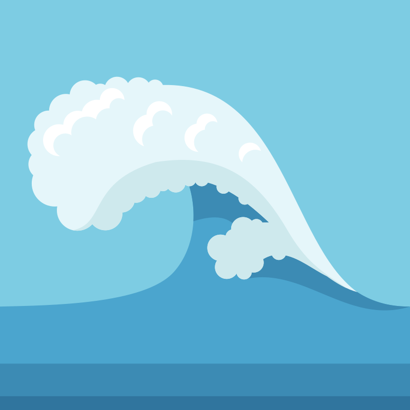 A cartoon illustration of a large ocean wave. vector – Free Sea Image ...