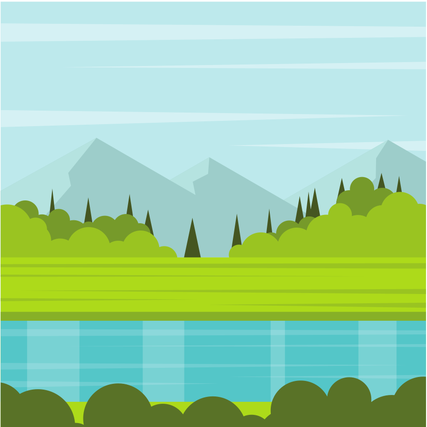 A scenic mountain landscape with a calm river. vector – Free River ...