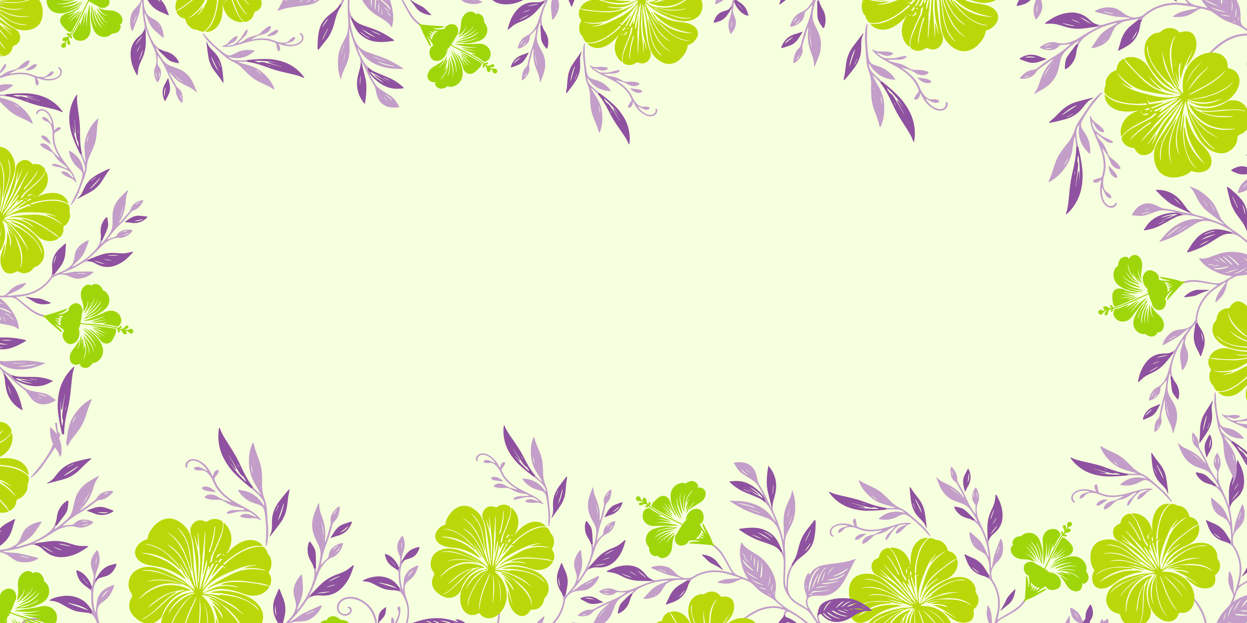 Vektor Perbatasan bunga hijau dan ungu dengan ruang kosong. – Gambar ...