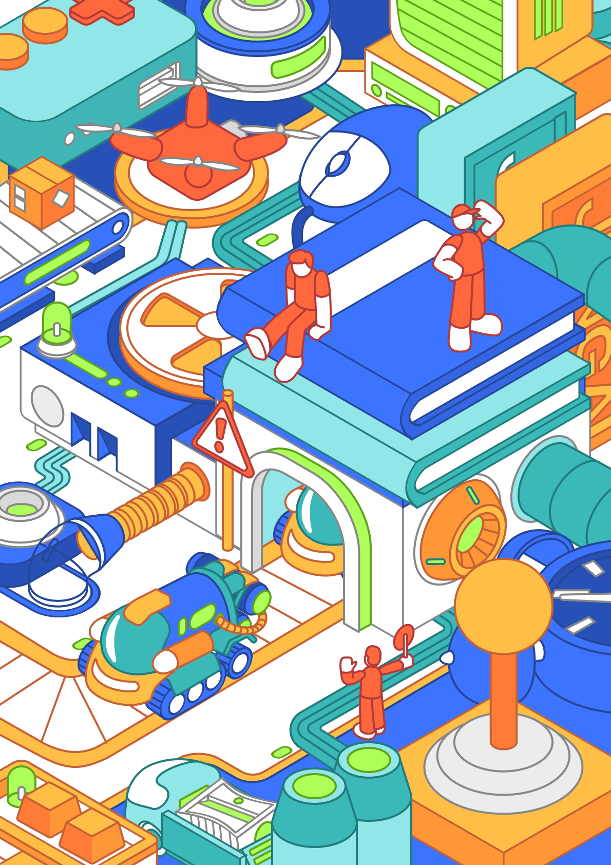 A futuristic, colorful, isometric world. vector – Free Cartoon Image on ...