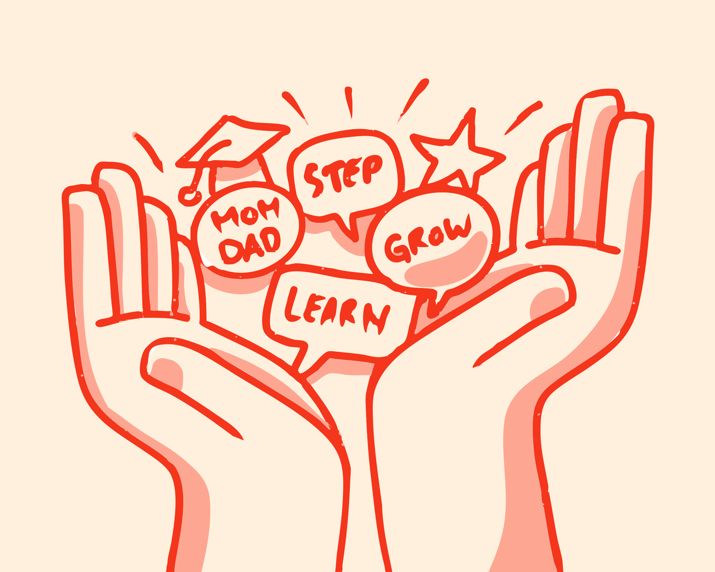 Hands are holding words about life and learning. vector – Free ...