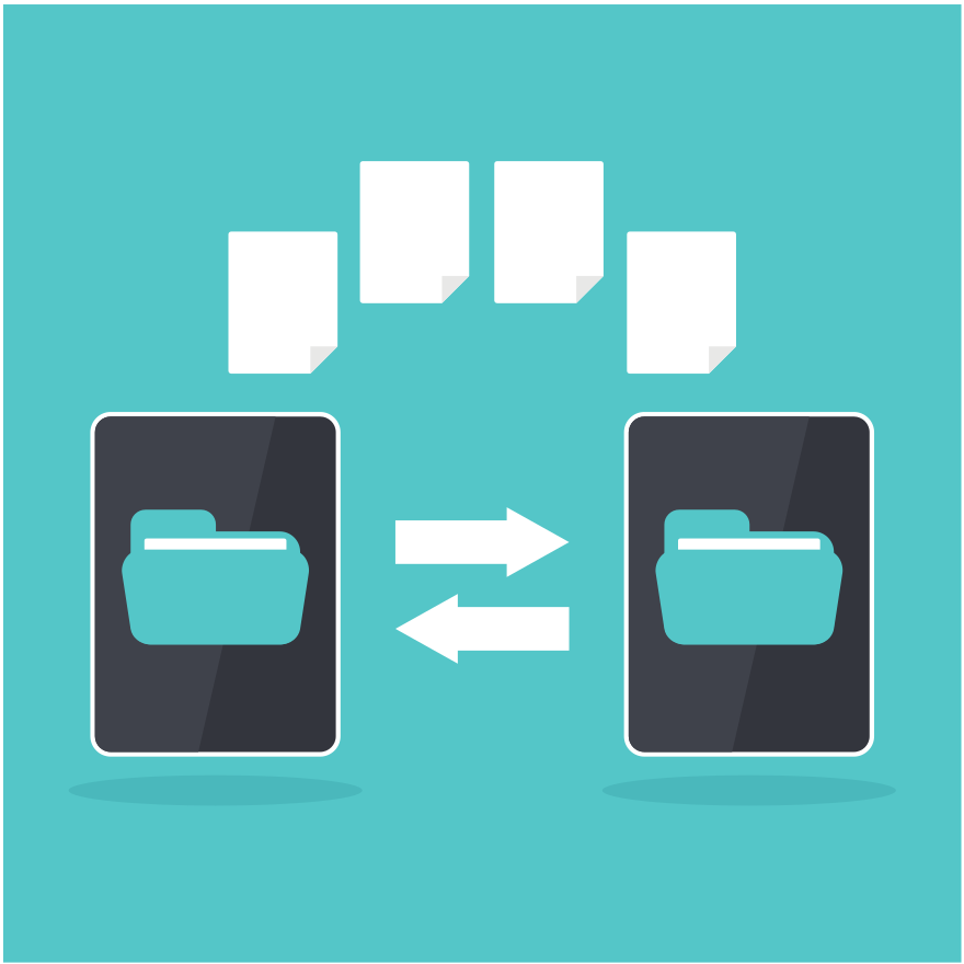Vektor Transfer file antar perangkat diilustrasikan. – Gambar Data ...