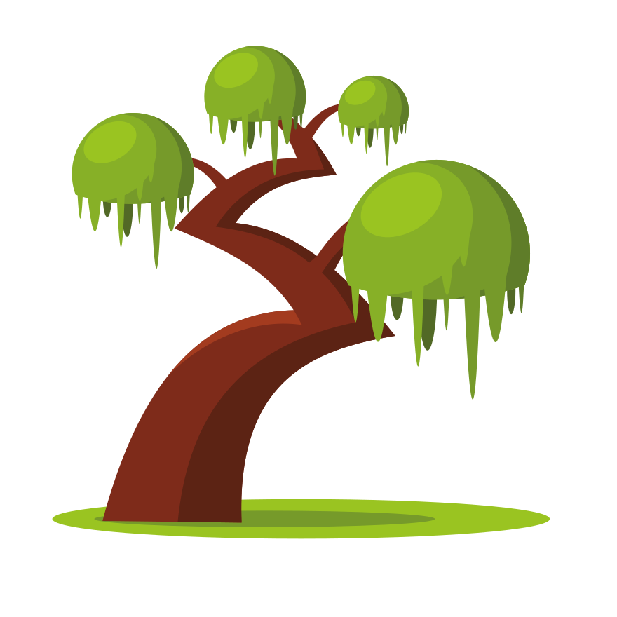 A cartoon tree with droopy green leaves. vector – Free Illustration ...