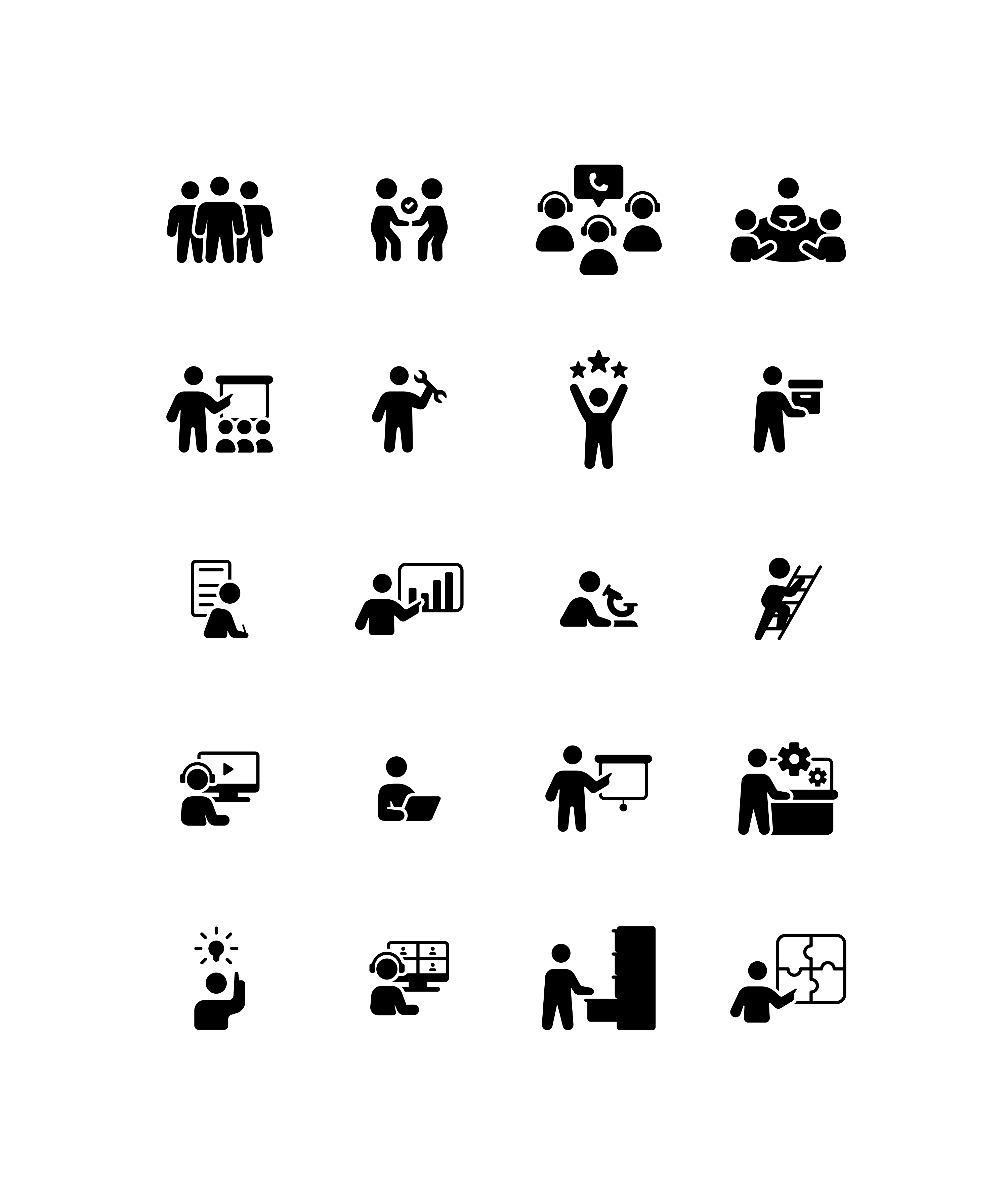 Collection of business and team icons on white background vector – Free ...