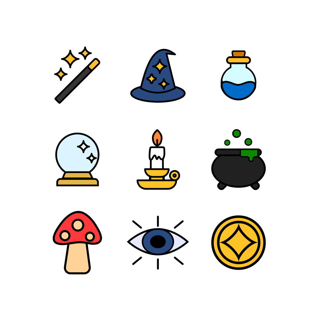 Collection of magical and mystical icons. vector – Free Magic Image on ...